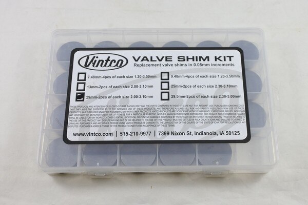 29mm Valve Shim Kit 2pcs of each size 2.00mm-3.10mm in 0.05mm increments